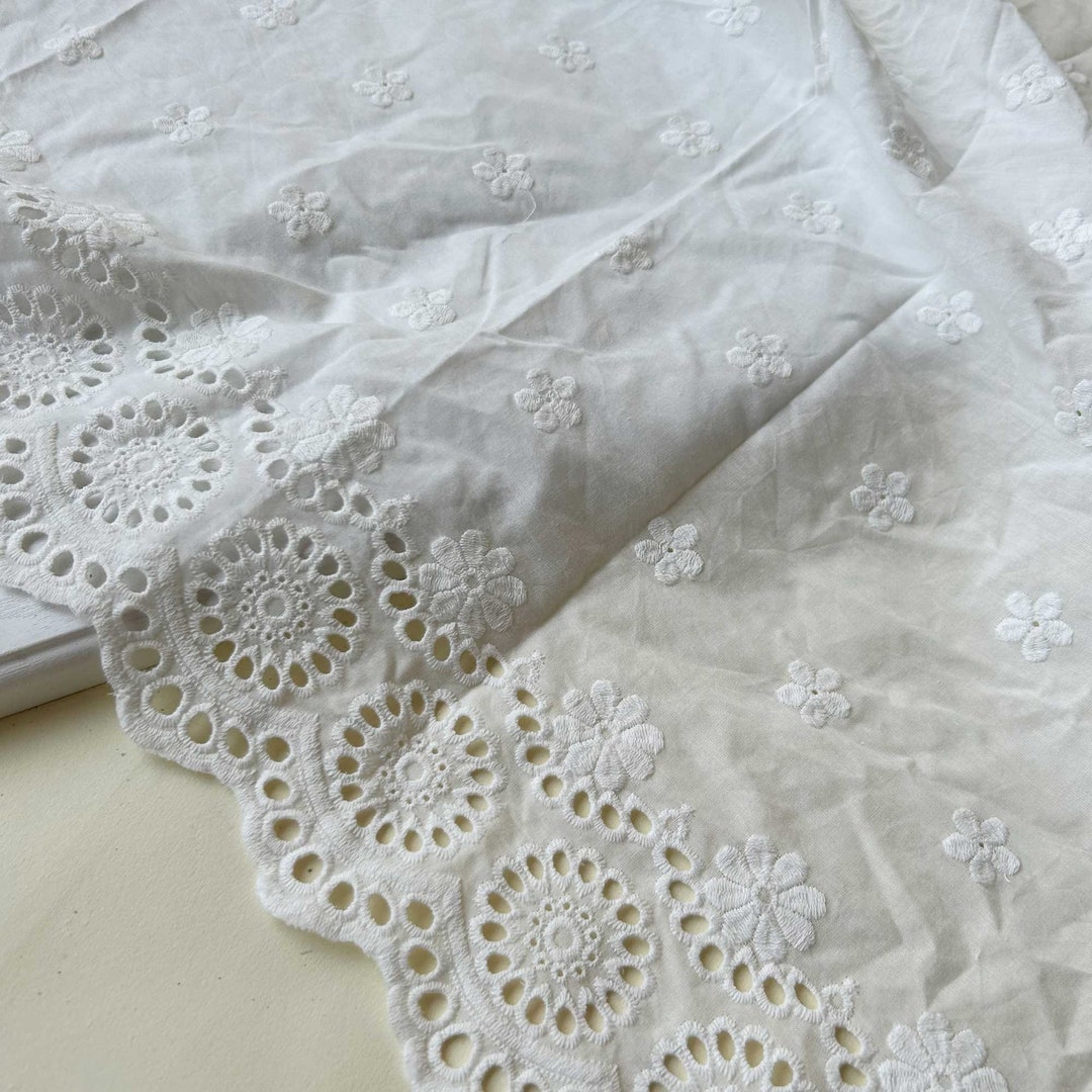 Cotton Fabric by the Yard Eyelet Fabric Scalloped Edge Cotton Fabric ...