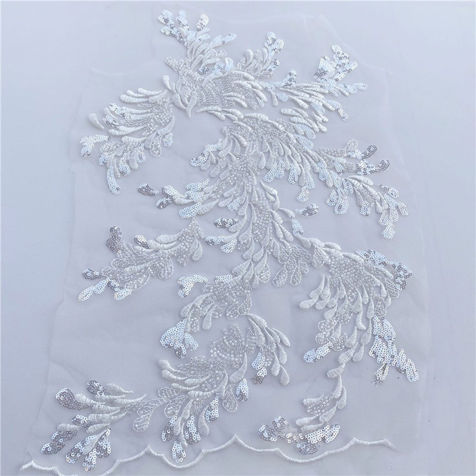 Luxury Beaded Sequined Leaves Lace Patch Embroidery Beads Lace - Etsy