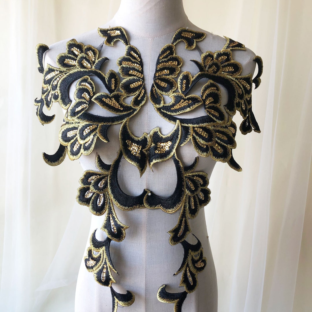 Sequined Embroidery Lace Patch Vintage Floral Lace Motif for ...