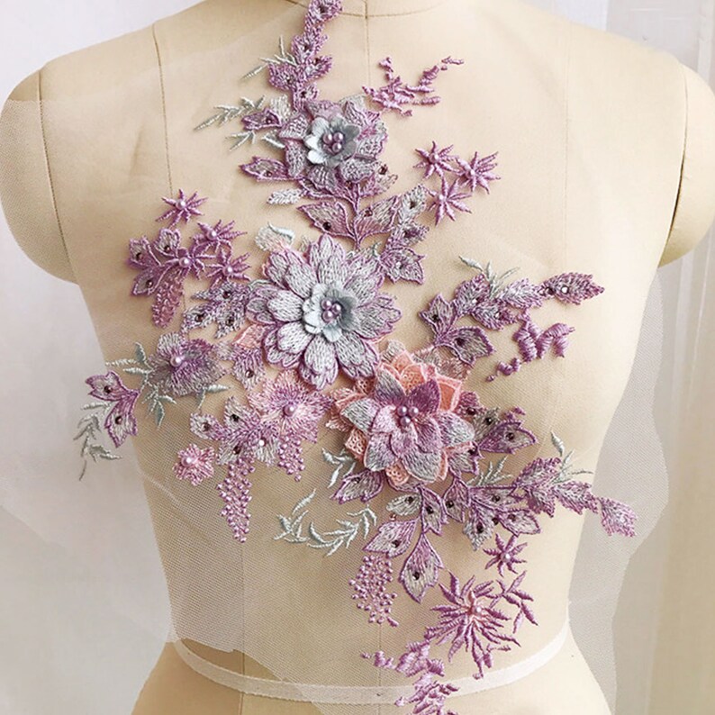 Exquisite 3D Flower Lace Patch Beaded Sequined Embroidery Lace | Etsy