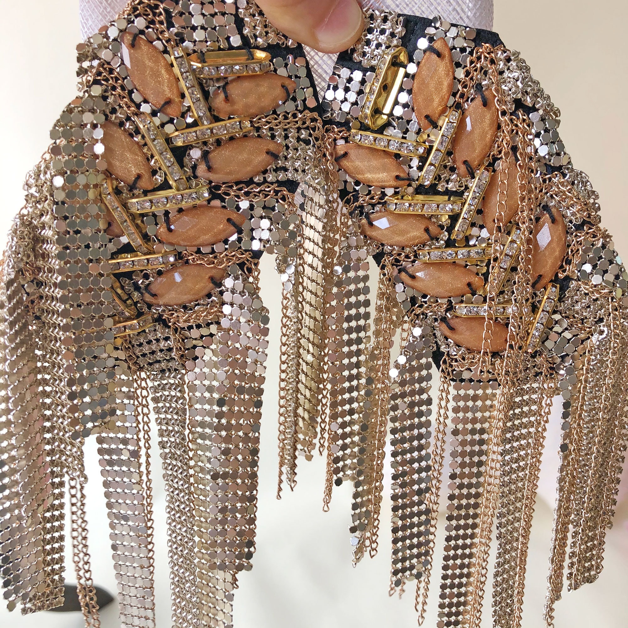 1 Pair Rhinestone Shoulder Board Beaded Shoulder Tassel Epaulettes for ...