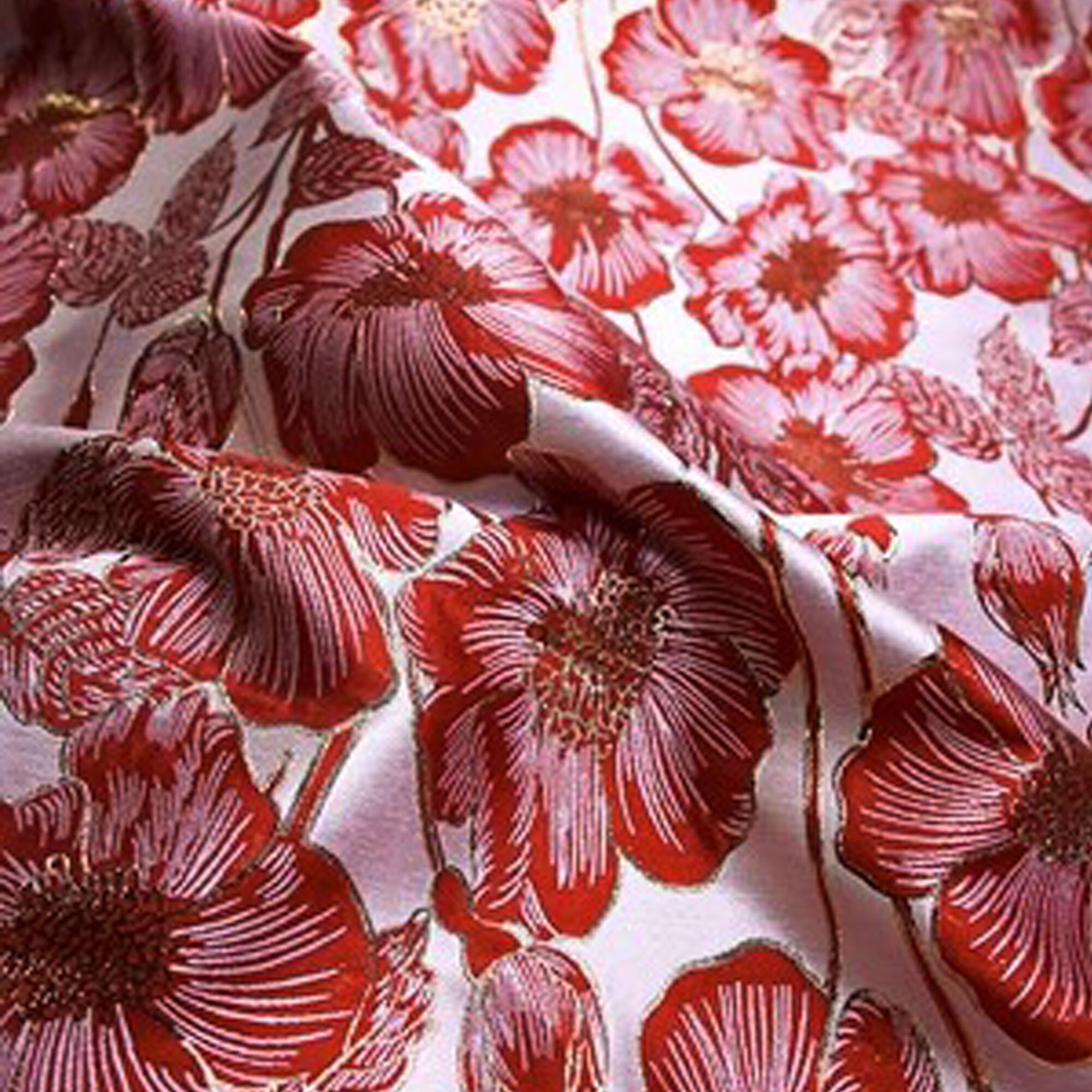 Red Jacquard Fabric Flower Brocade Fabric Shimmering Upholstery for ...