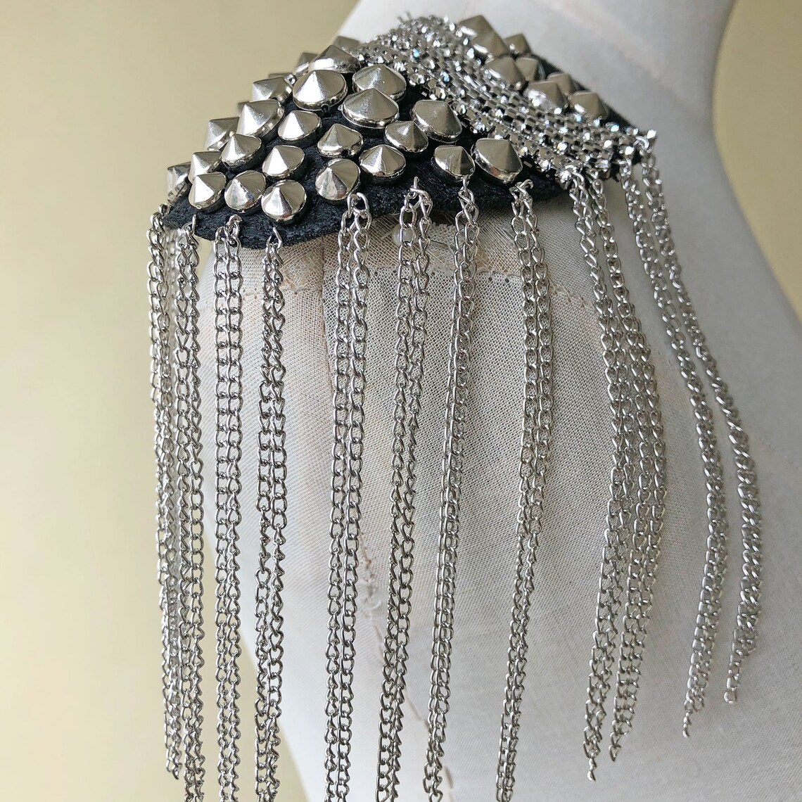 Rivet Costume Uniform Shoulder Badge Mirror Pair Beaded Tassel - Etsy