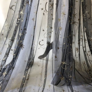 Star Moon Lace Fabric Celestial Costume Lace Overlay Gold Embroidery ...