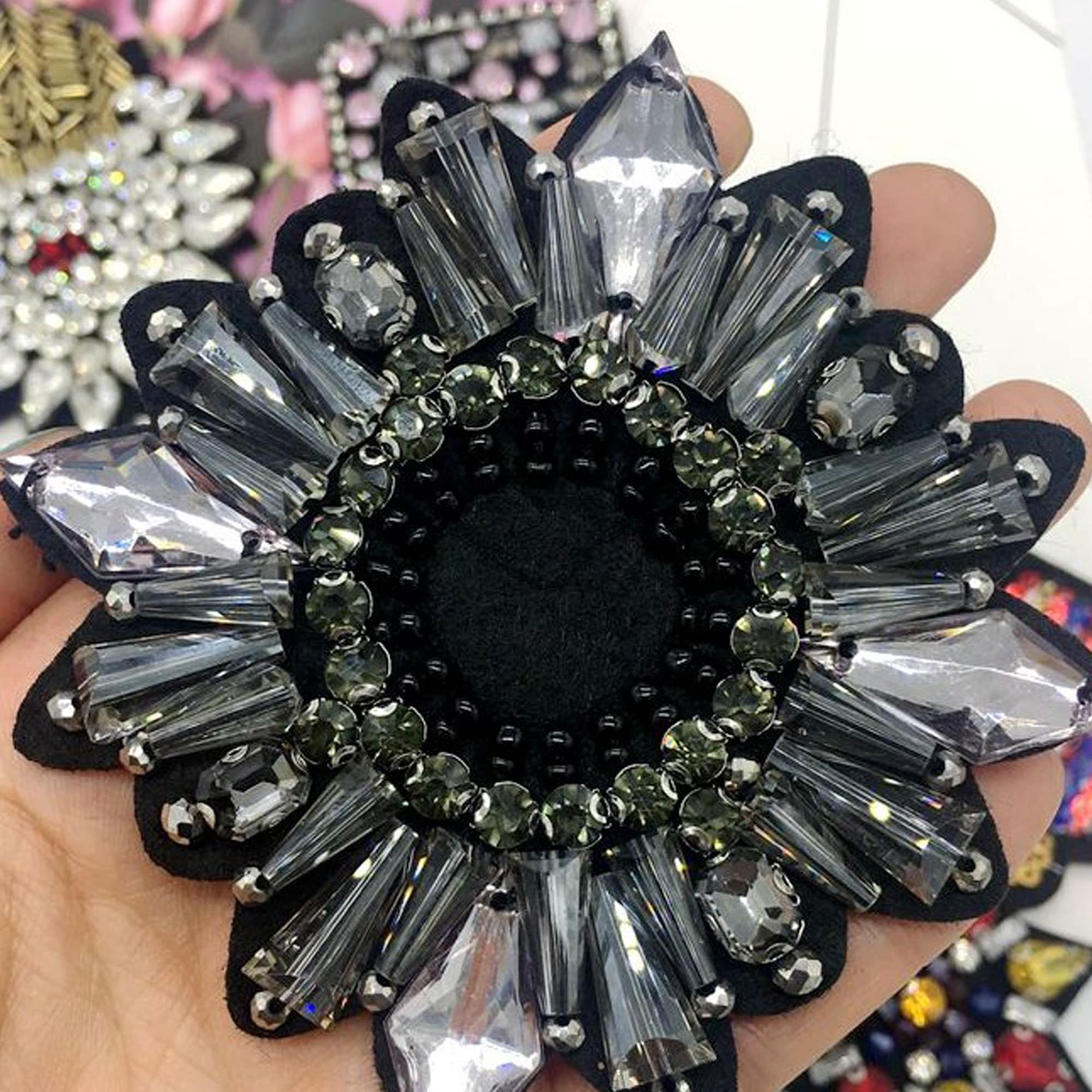 Bling Beaded Shield Badge Motif Rhinestone Shoulder Epaulette - Etsy