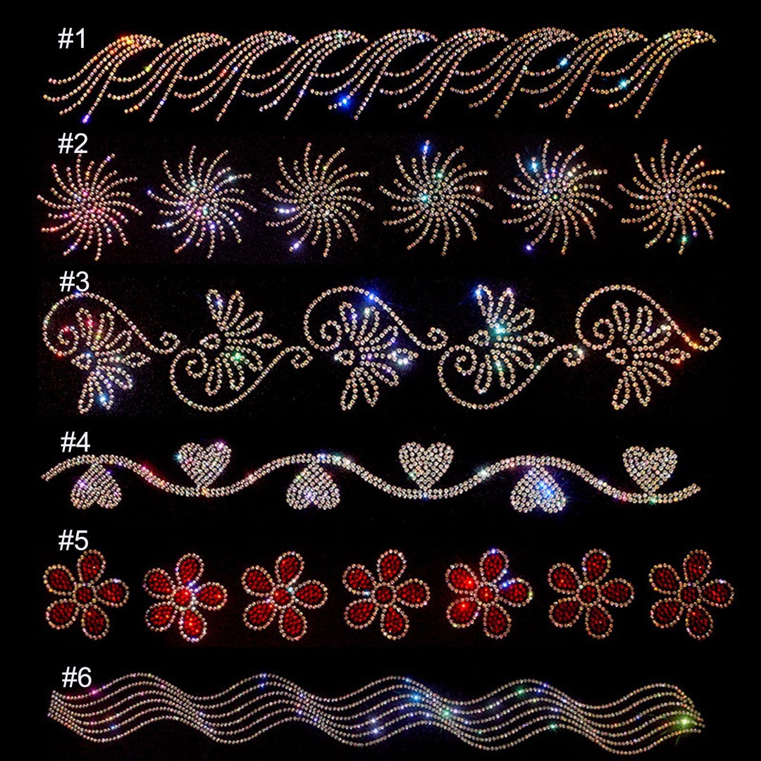 Bling Rhinestone Transfer Iron on Transfer Design Sheet for Clothing ...