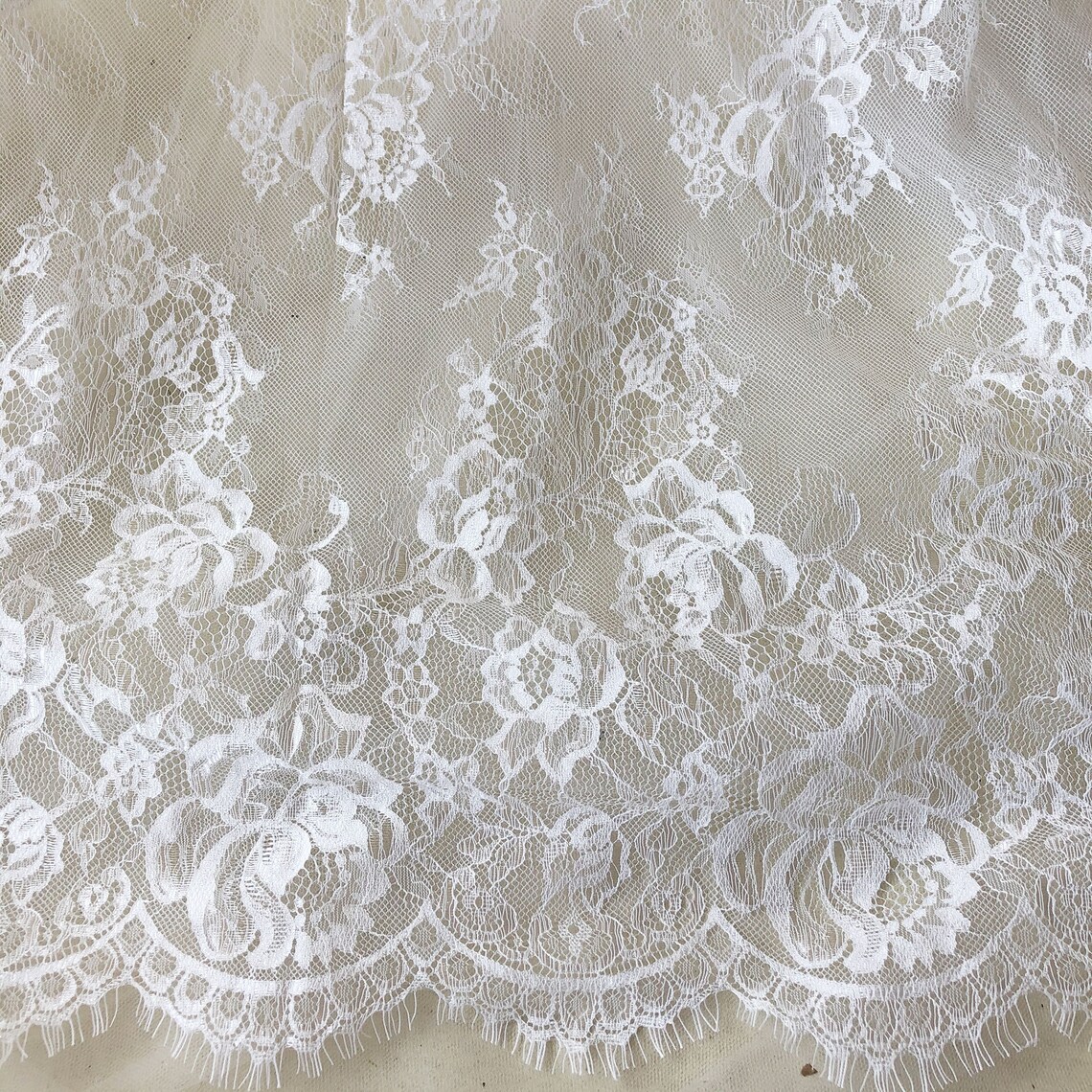 3 Meters Chantilly Wedding Dress Lace Tulle French Floral - Etsy