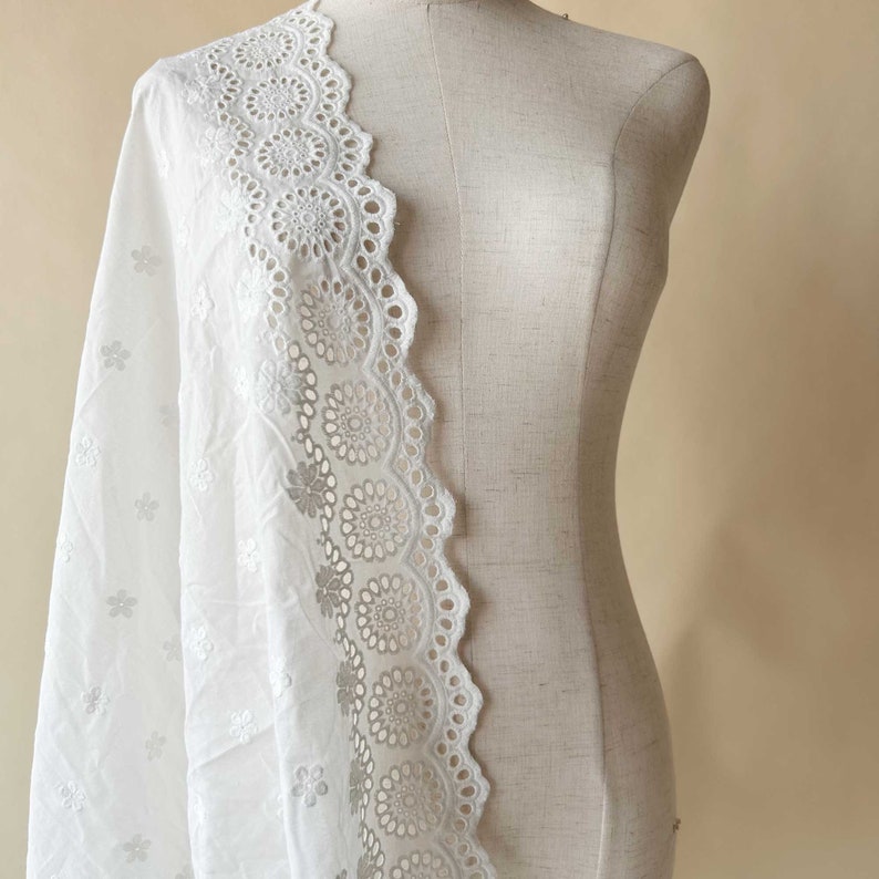 Cotton Fabric by the Yard Eyelet Fabric Scalloped Edge Cotton Fabric ...