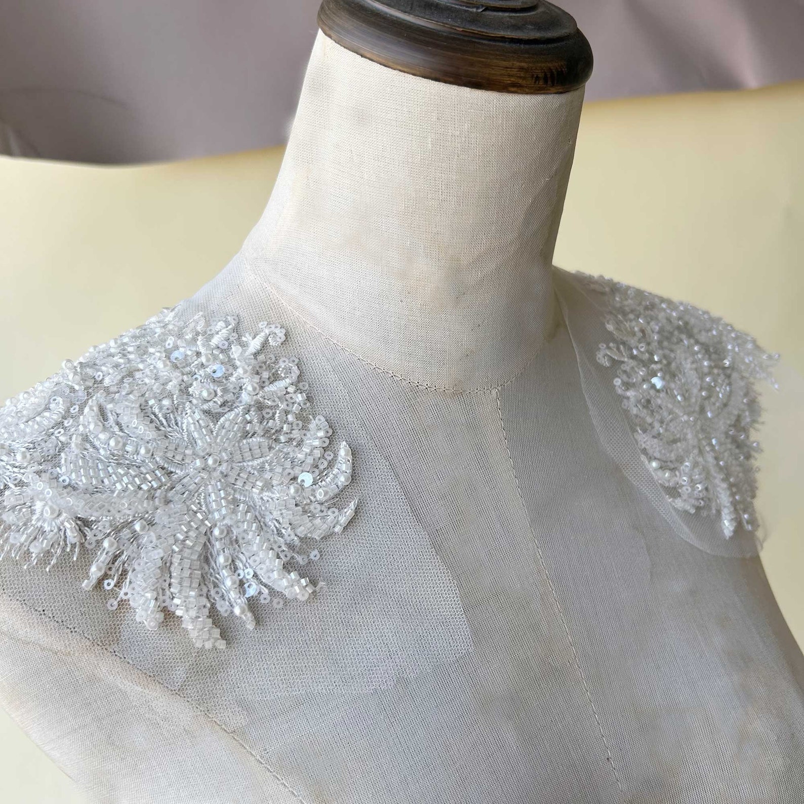 Beaded Sequined Applique White Beaded Flower Patch Sparkle Embellished for Prom Dress Collar - Etsy