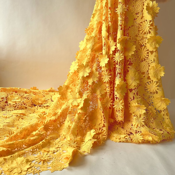 Yellow Lace Fabric - Etsy
