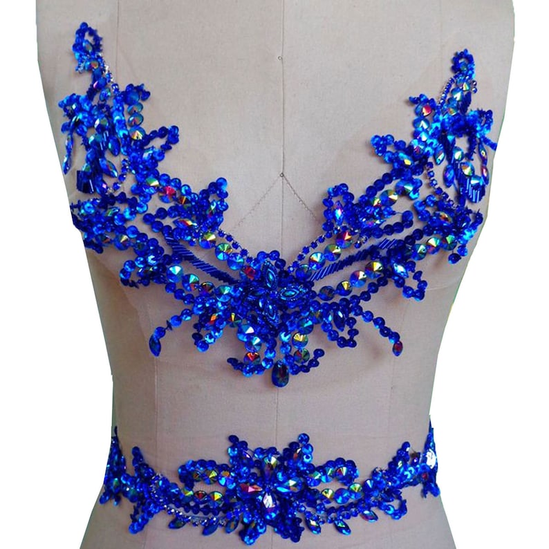 Beaded Neckline Trims Belt Rhinestone Bodice Applique V-neck - Etsy