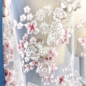 Exquisite Colorful Rhinestone Lace Tulle Fabric by the Yard Rustic ...