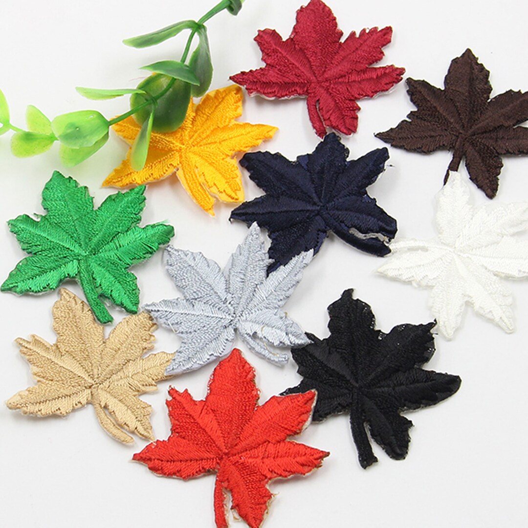 Iron on Maple Leaf Patch Embroidery Leaves Applique Delicate ...