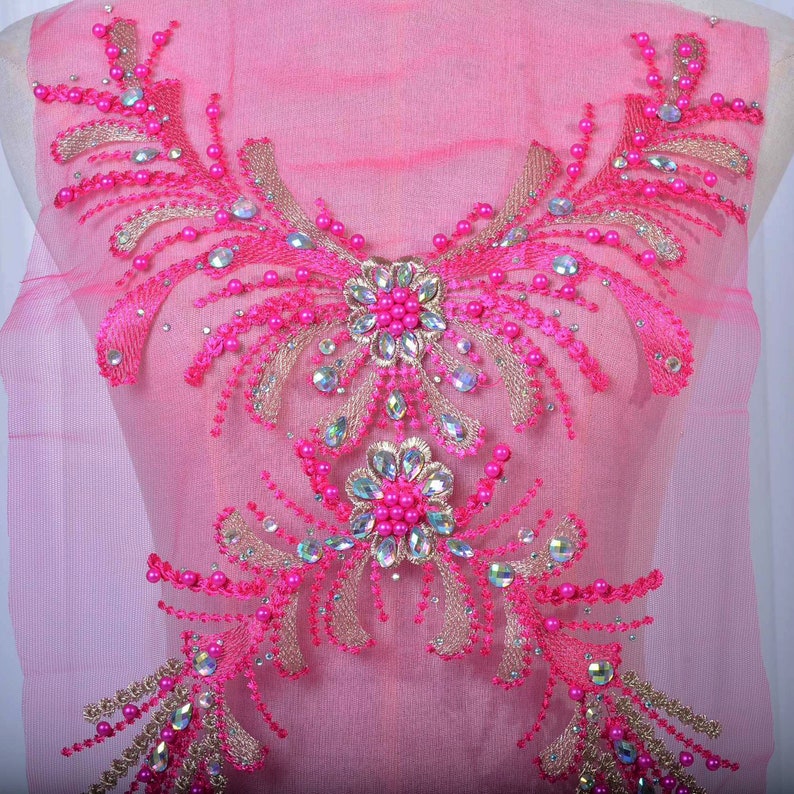 Colorful Rhinestone Floral Appliques Party Costumes Bodice Beaded ...