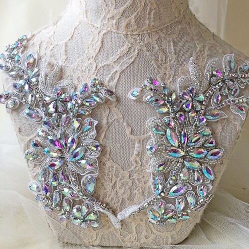 Mirror Pair Colorful Rhinestone Applique Crystal Embroidery - Etsy
