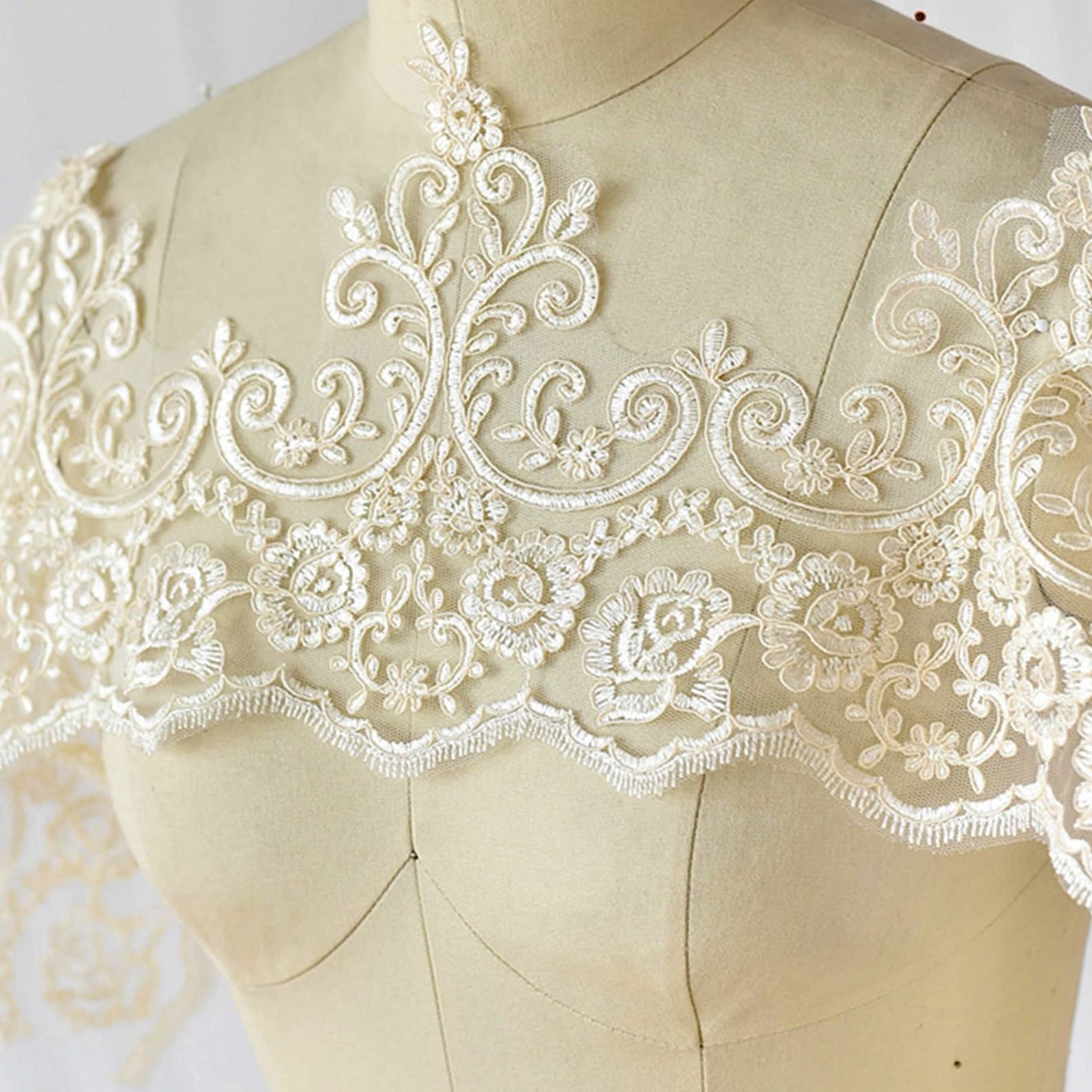 Corded Embroidery Lace Trim by the Yard Delicate Floral Lace - Etsy