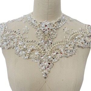 Beaded Neckline Rhinestone Shoulder Applique Patch Costumes Accessories ...