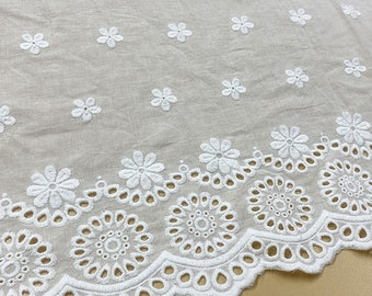 White Cotton Eyelet Fabric - Etsy