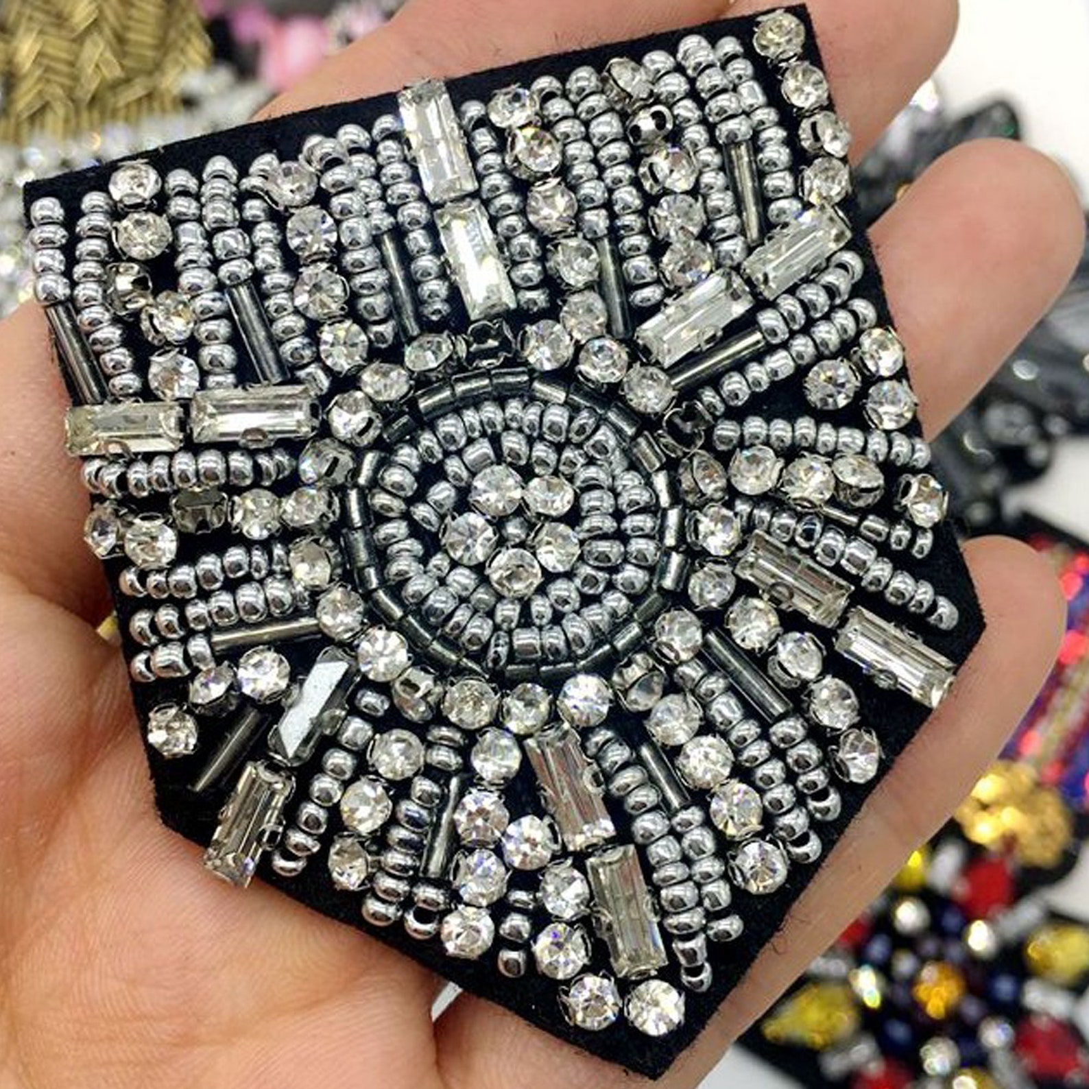 Bling Beaded Shield Badge Motif Rhinestone Shoulder Epaulette - Etsy