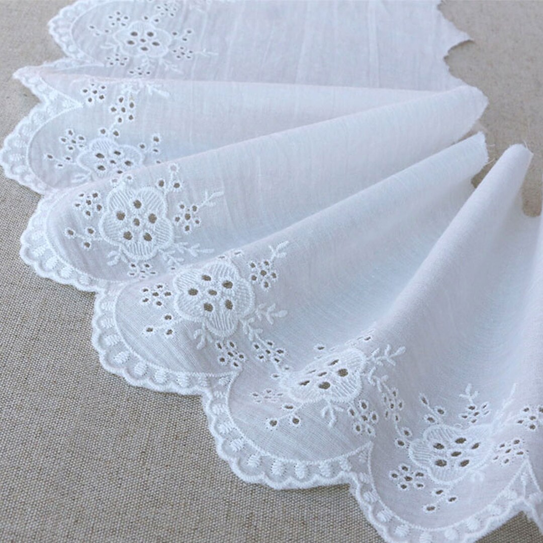 Delicate Cotton Fabric Trim by Yard White Floral Cotton Fringe Trim ...