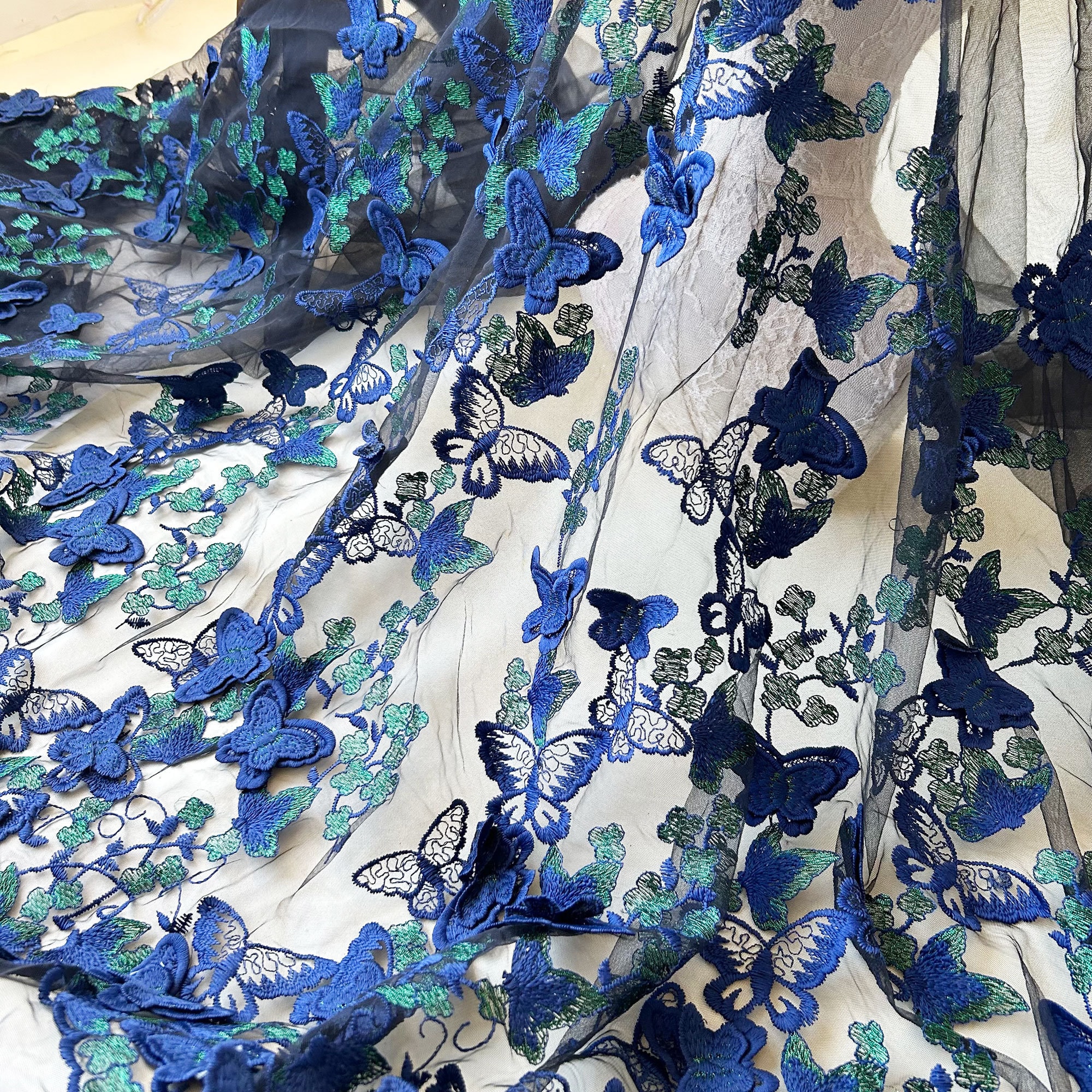 Butterfly Lace Fabric by the Yard Butterfly Lace Dark Blue - Etsy