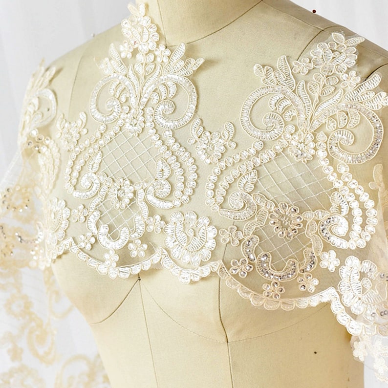 Shimmery Sequined Embroidery Lace Trim by the Yard Delicate - Etsy