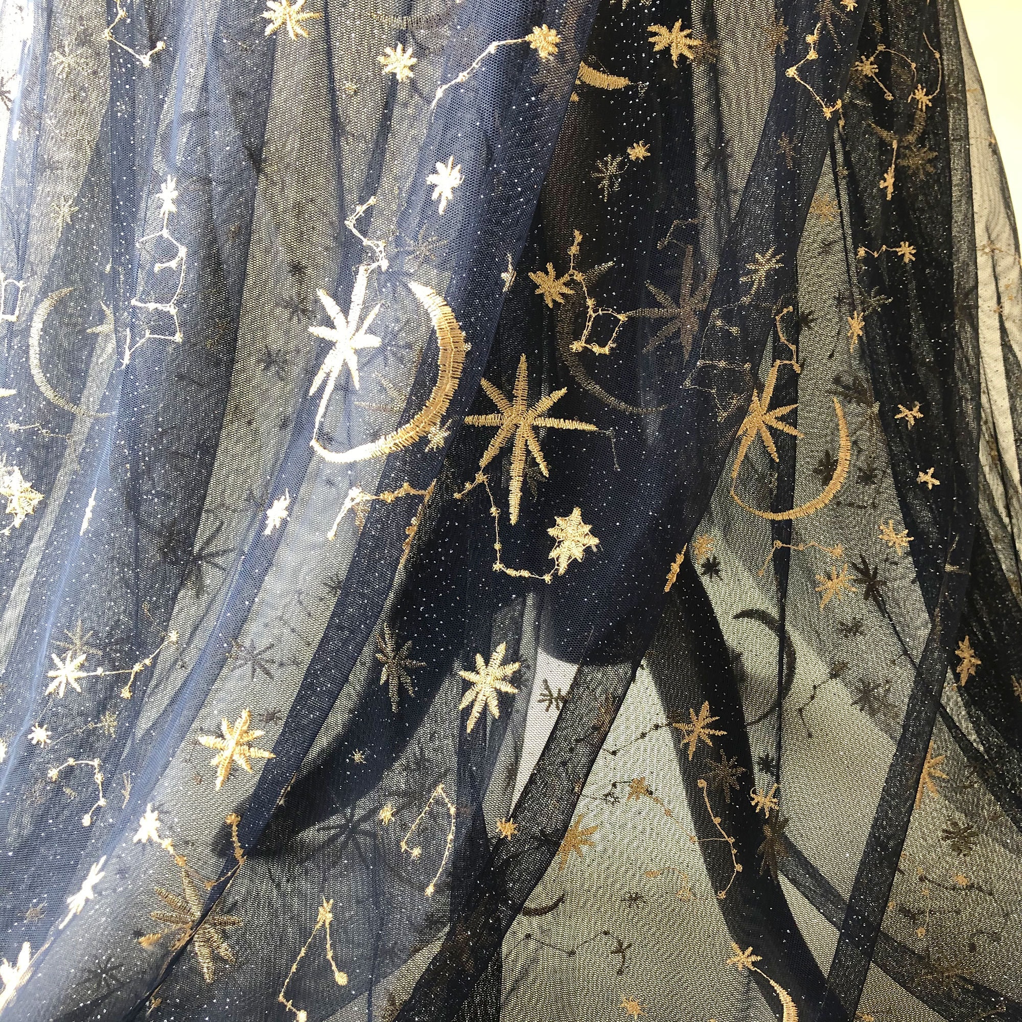 Dreamy Golden Star Lace Fabric by the Yard Celestial Costume | Etsy