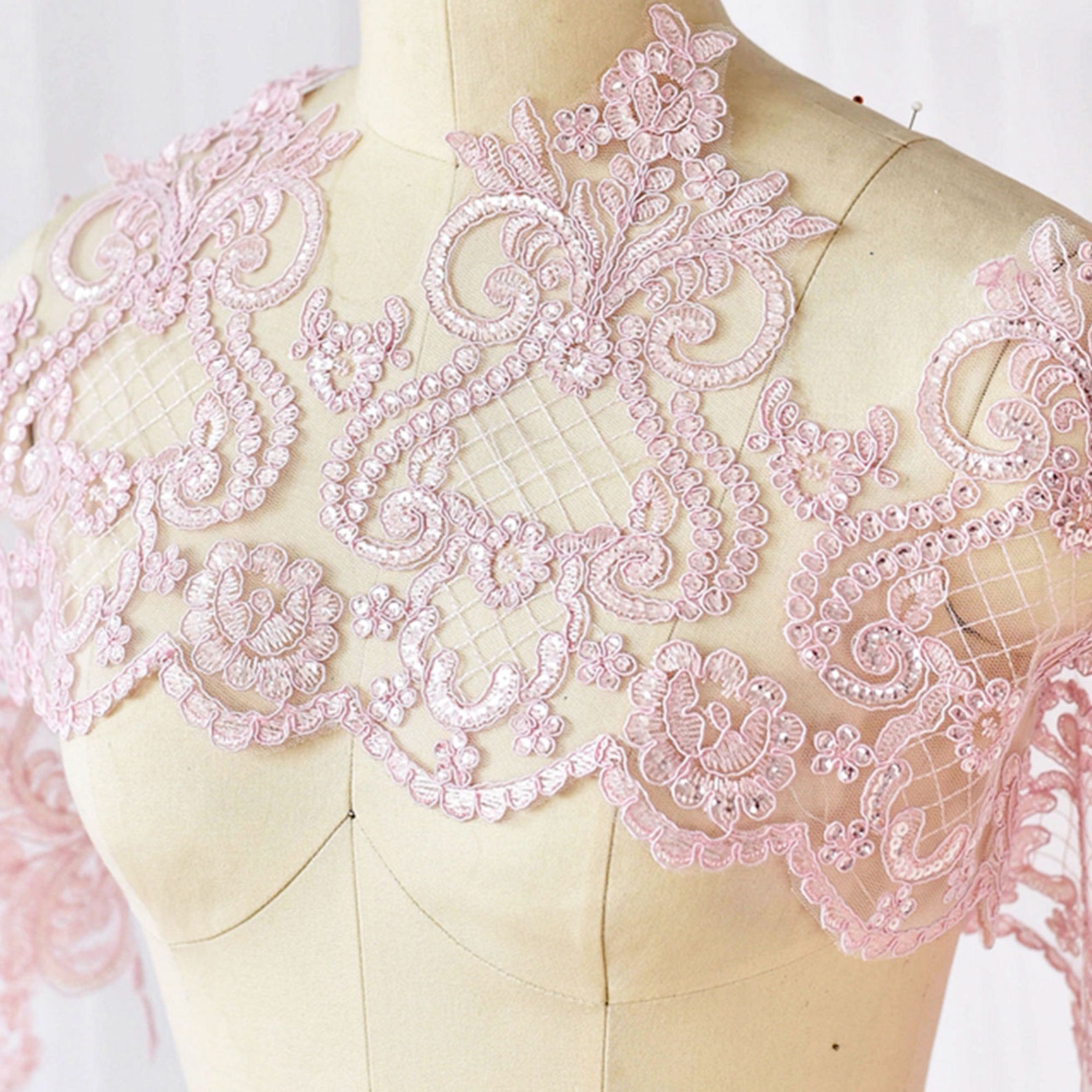 Shimmery Sequined Embroidery Lace Trim by the Yard Delicate - Etsy