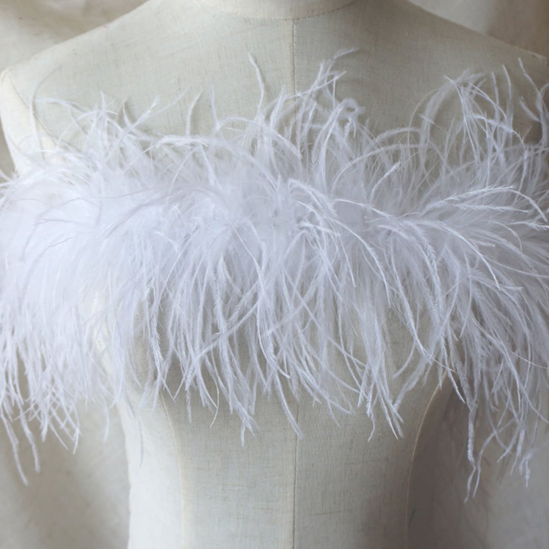 Fluffy Boa Ostrich Feathers Trim for Party Dress Sleeves Clothing ...