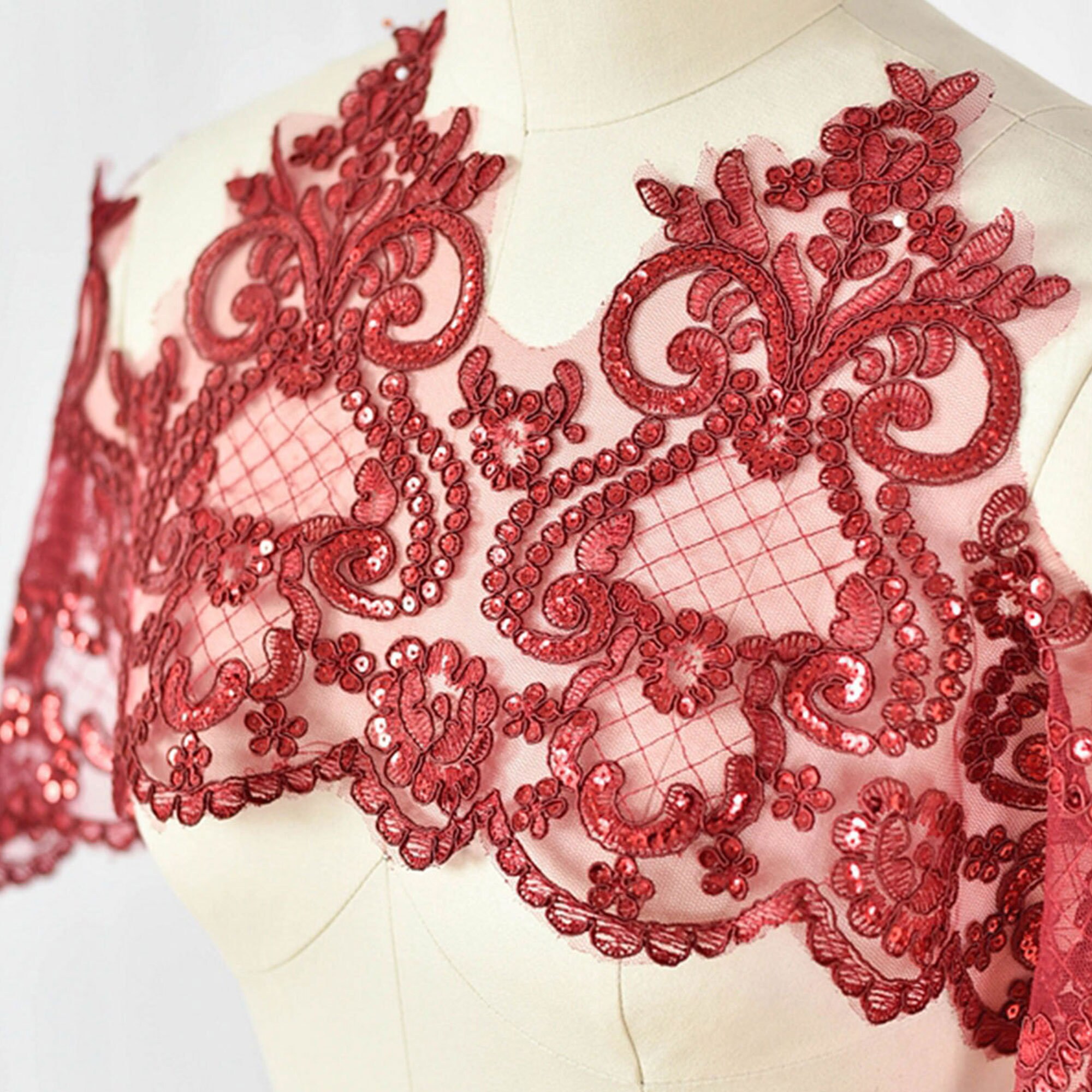 Shimmery Sequined Embroidery Lace Trim by the Yard Delicate | Etsy