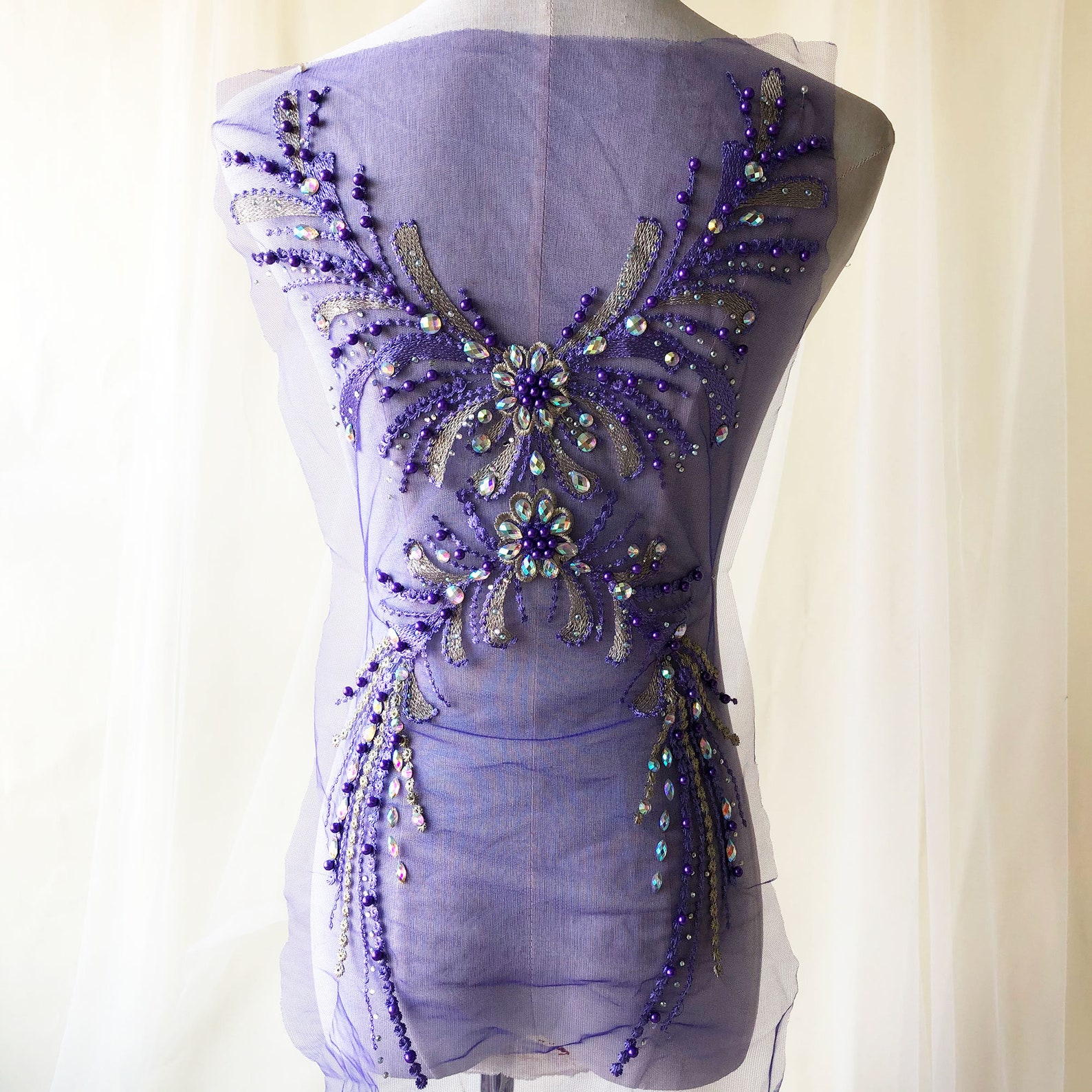 Colorful Rhinestone Floral Appliques Party Costumes Bodice Beaded ...