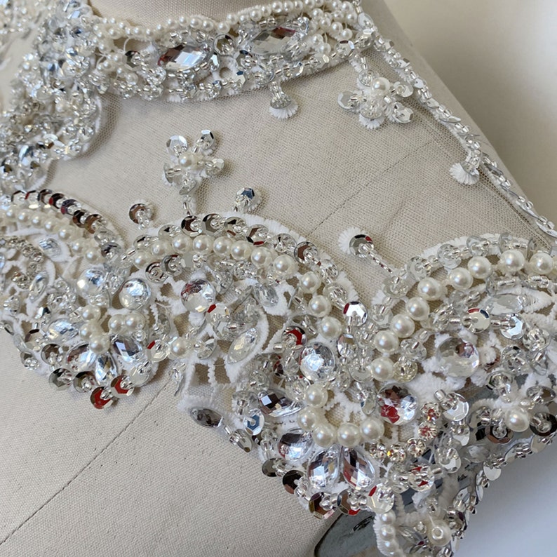 Beaded Neckline Rhinestone Shoulder Applique Patch Costumes - Etsy