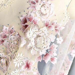 Exquisite Colorful Rhinestone Lace Tulle Fabric by the Yard Rustic ...