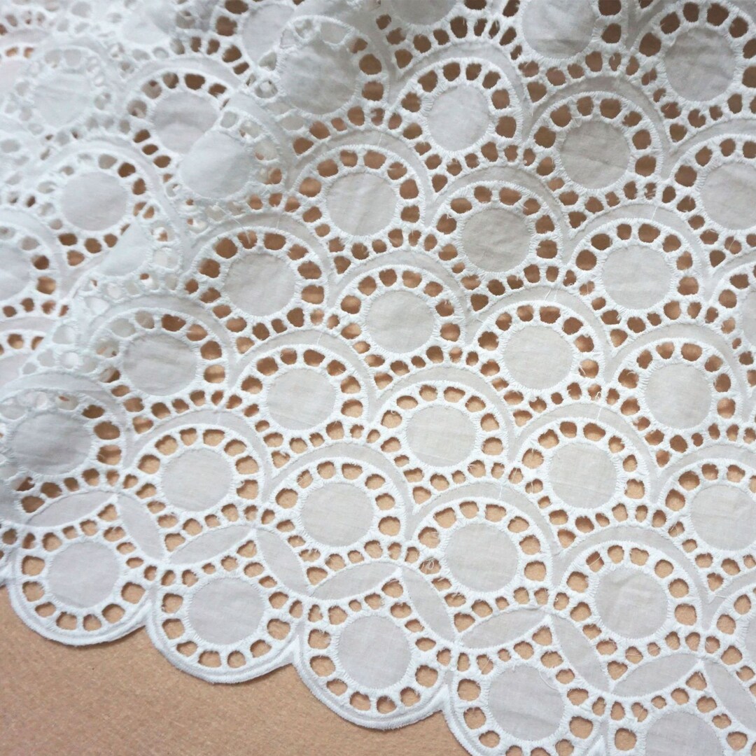 White Eyelet Fabric Cotton White Fabric Overlay Hollow Out Dot Cloth ...