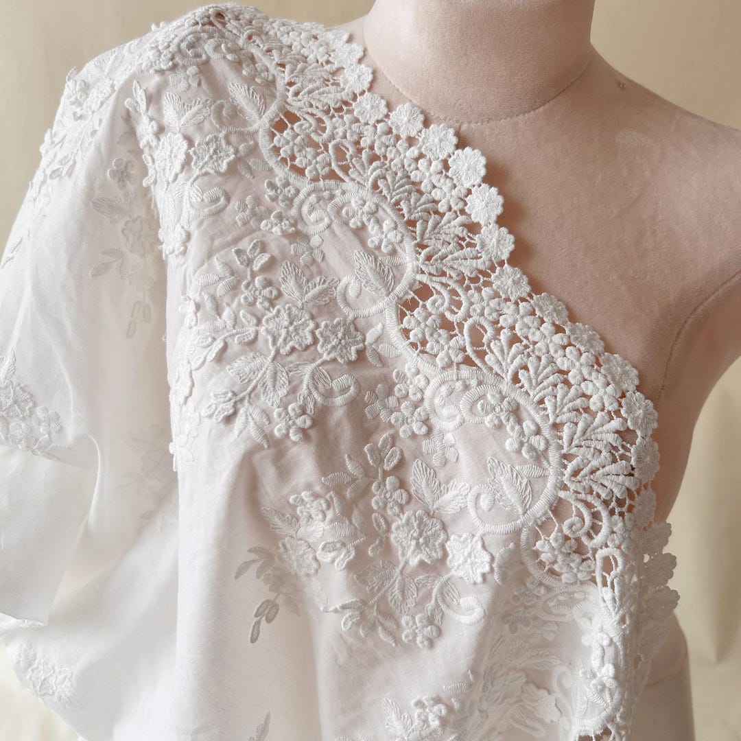 Flower Fringe Cotton Fabric Scalloped Edge Cotton Fabric Overlay for ...