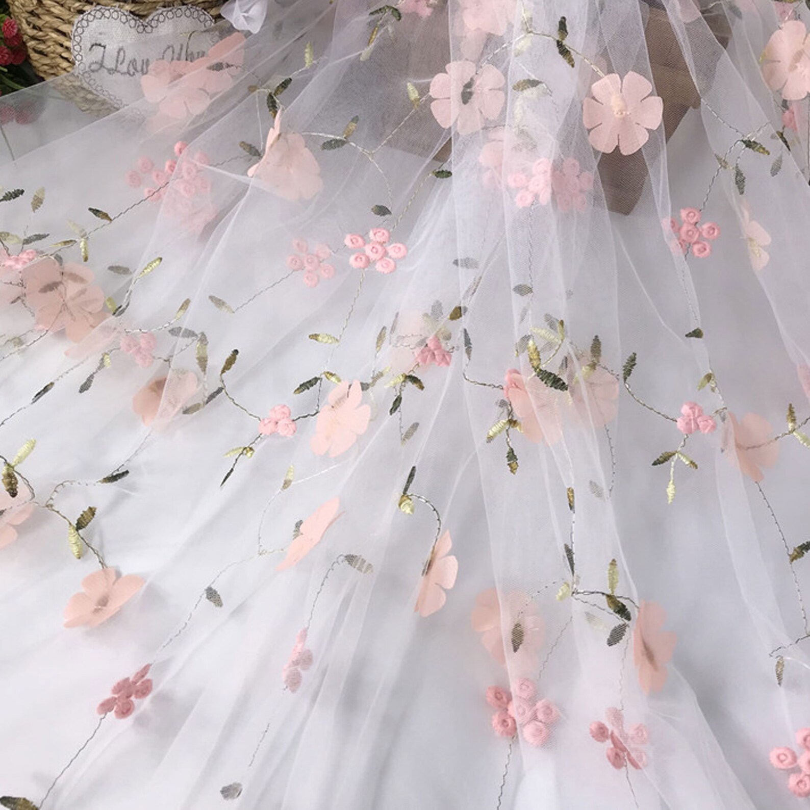 Soft Floral Lace Tulle by the Yard Embroidery Leaves Vine Lace - Etsy