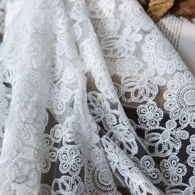 Delicate Flower Lace Fabric by Yard Vintage 3D Floral Lace | Etsy