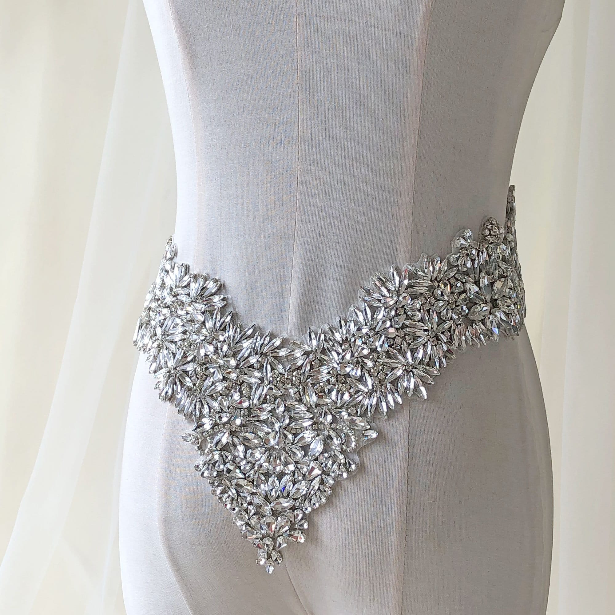 Sparkling Rhinestone Neckline Applique V-neck Crystal Diamante - Etsy