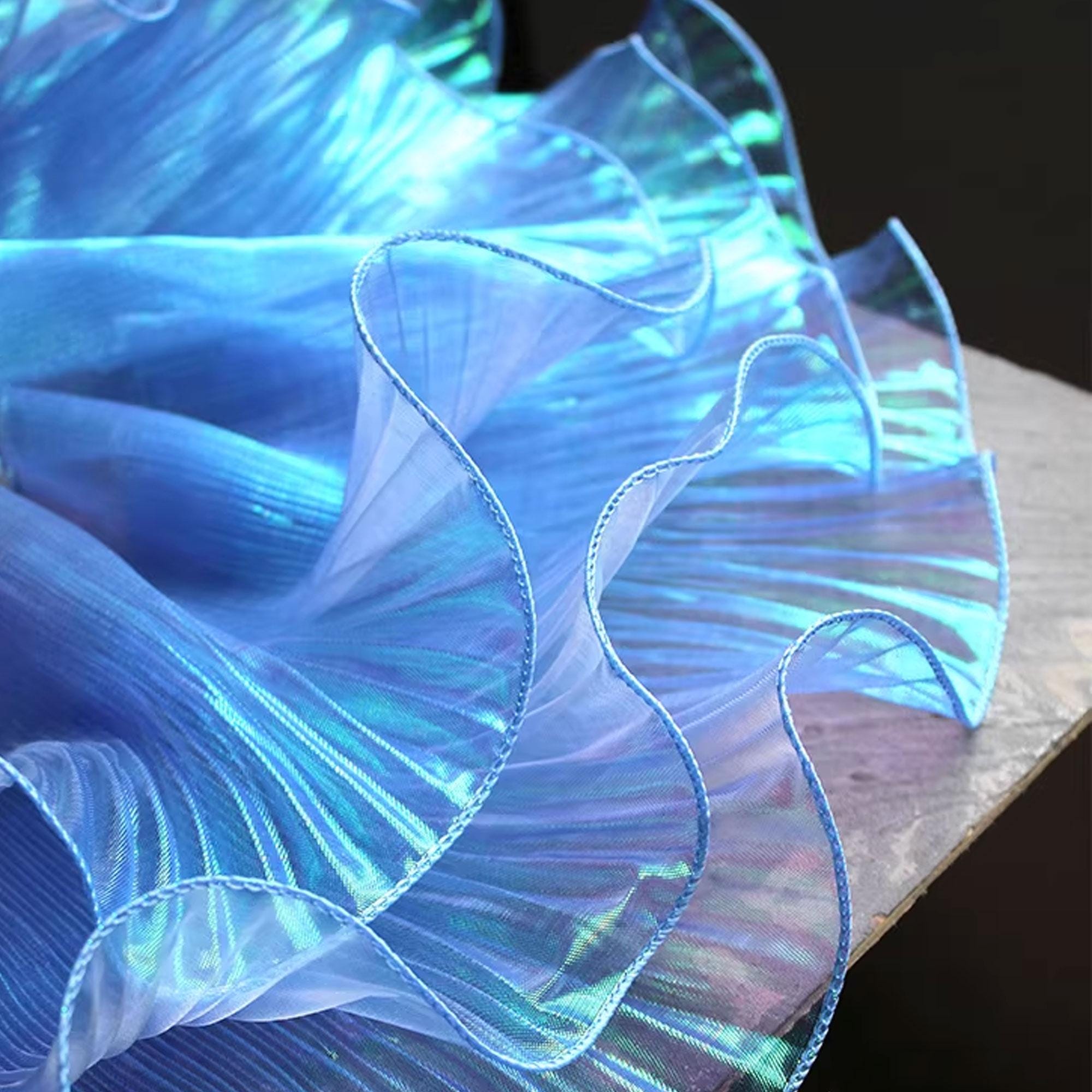 Jellyfish Organza Ruffle Trim Iridescent Pleated Chiffon Ribbon for ...