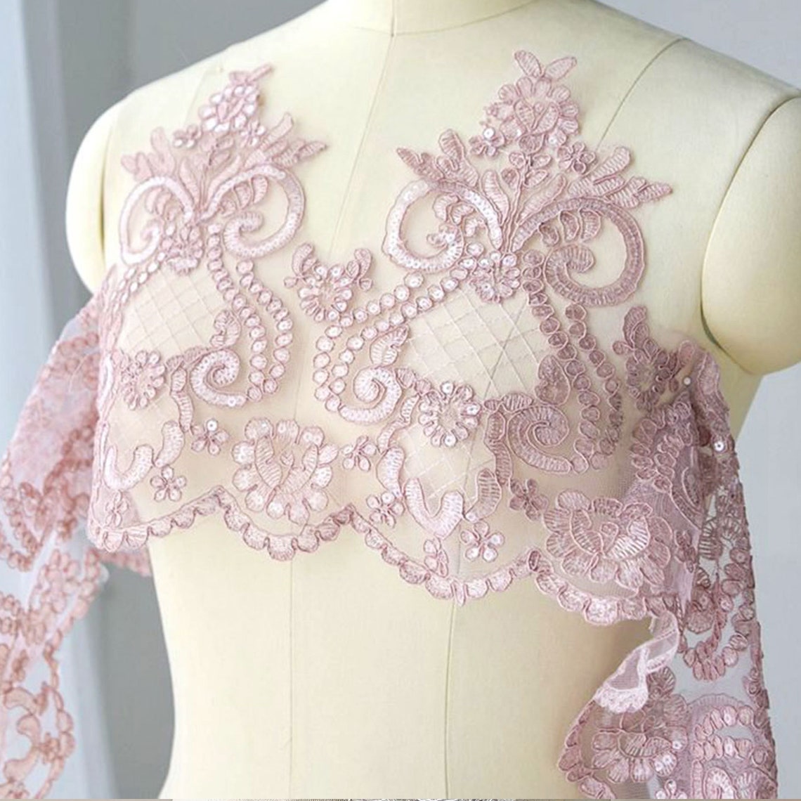 Shimmery Sequined Embroidery Lace Trim by the Yard Delicate - Etsy