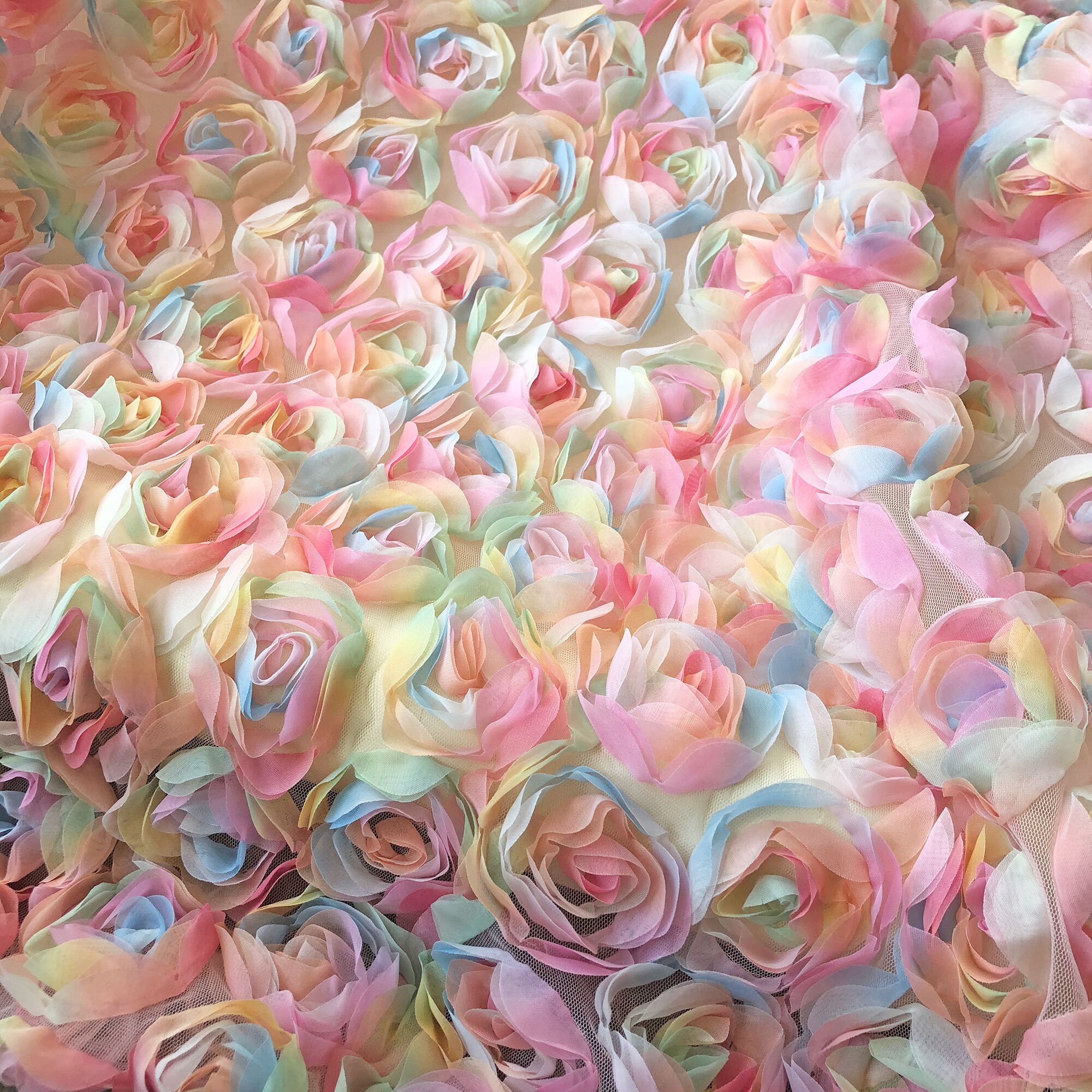 Colorful 3D Rose Lace Fabric by Yard Delicate Rosttee Lace | Etsy