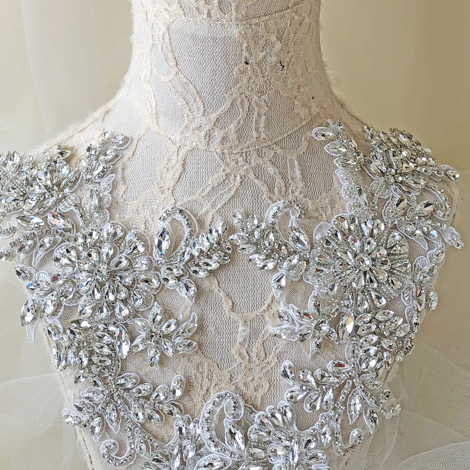 Bling Pair Rhinestone Applique Diamante Embroidery Flower - Etsy