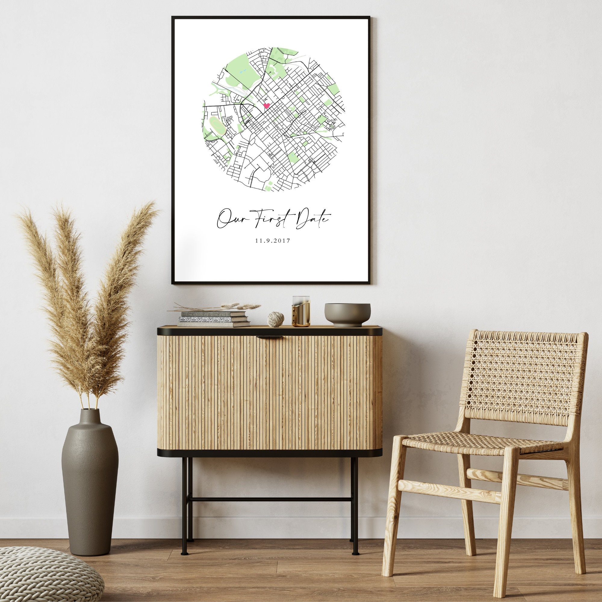 First Date Map Wedding Map Anniversary Map First Met Map - Etsy