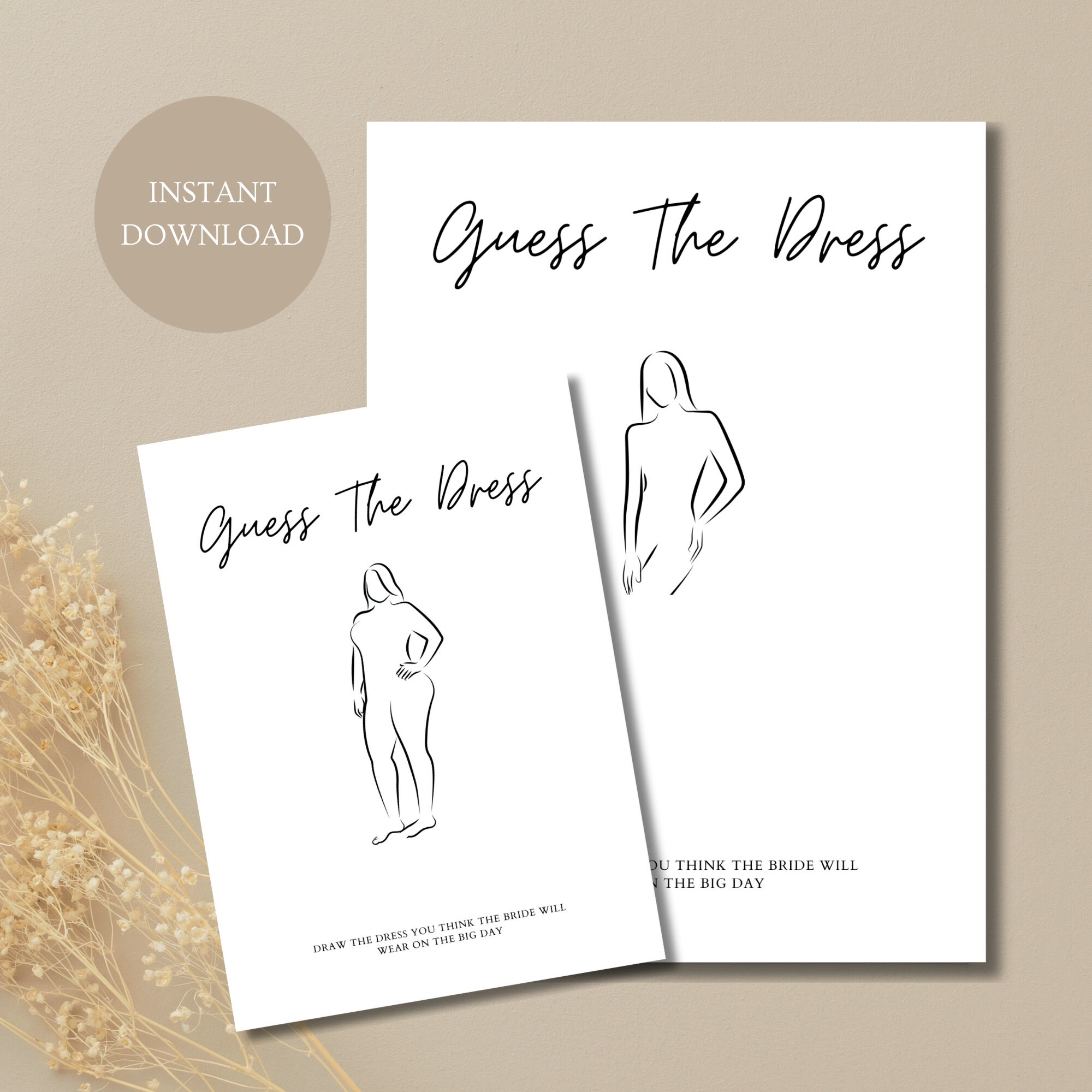 Guess the Dress Bridal Game, Draw the Dress Bridal Game, Fun ...