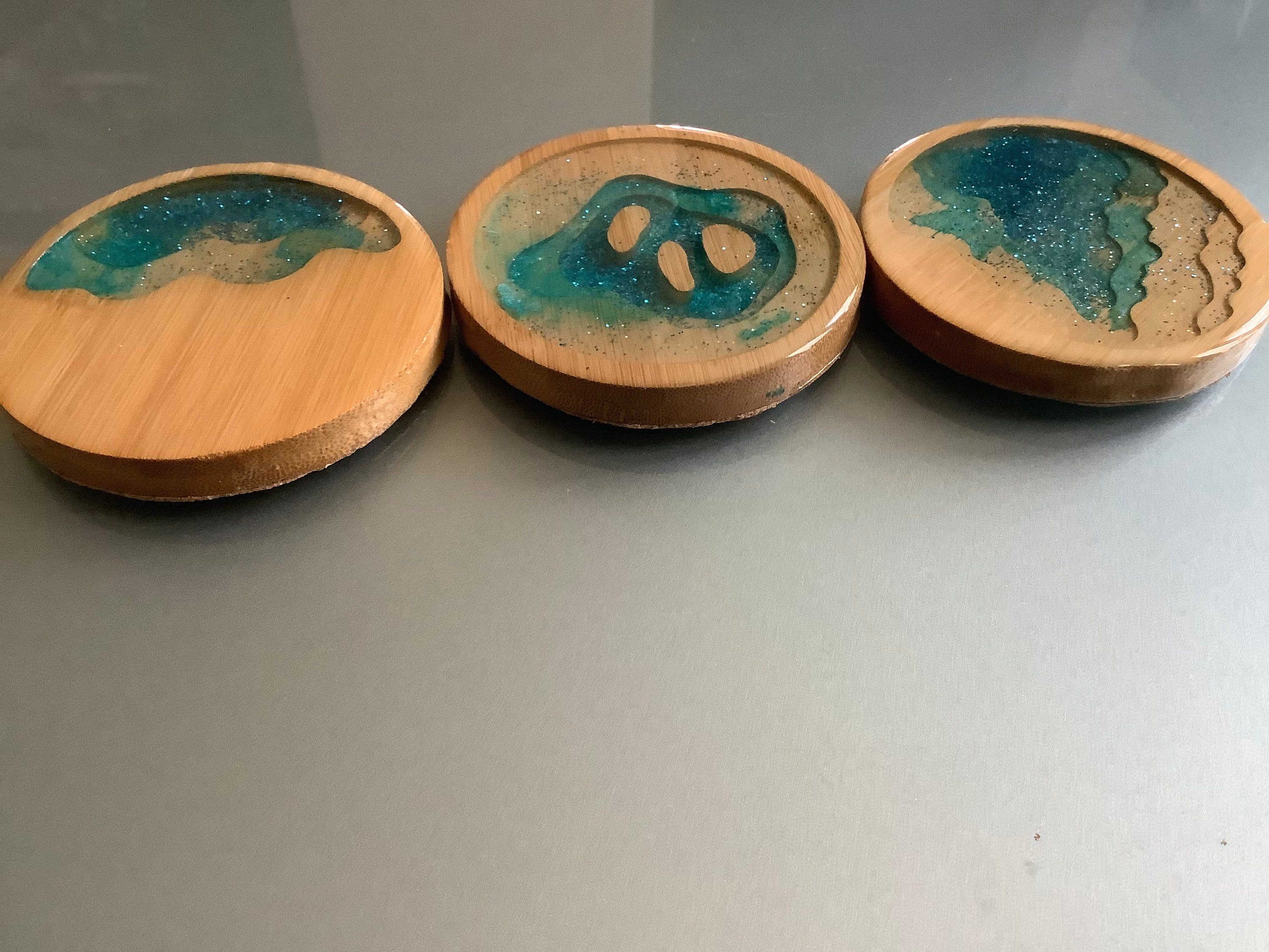 Wooden Round Coasters River Theme Sky Blue Epoxy Resin Use - Etsy
