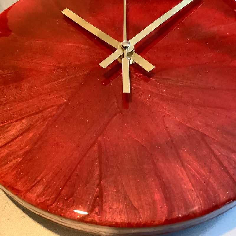 Red Wall Clock - Etsy
