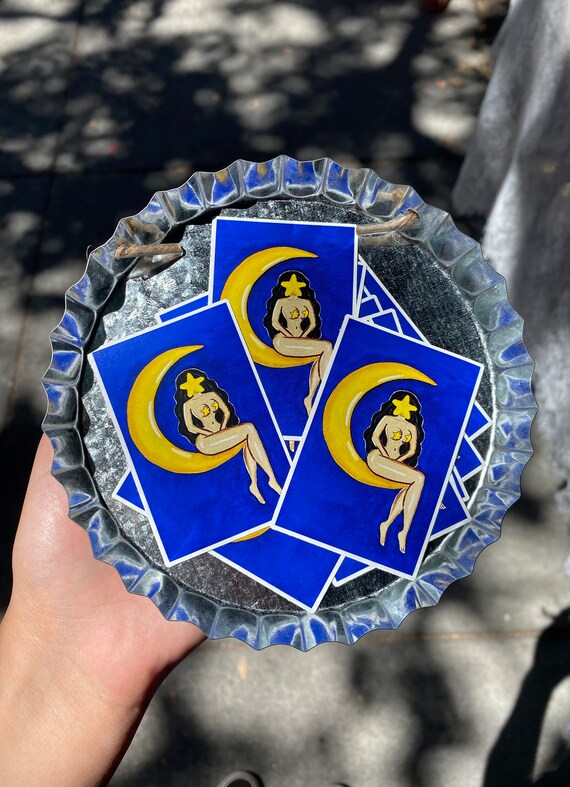 Lady on the Moon Sticker - Etsy