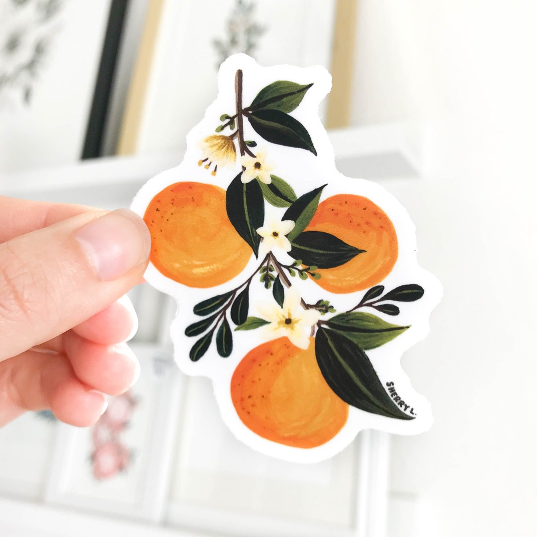 Orange Blossom Vinyl Sticker | Citrus Fruit Waterproof Die Cut Durable ...