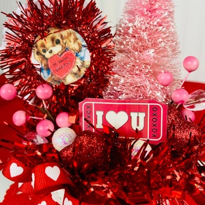 Vintage Inspired Valentine Decor / Retro Puppy / Bottle Brush Tree ...