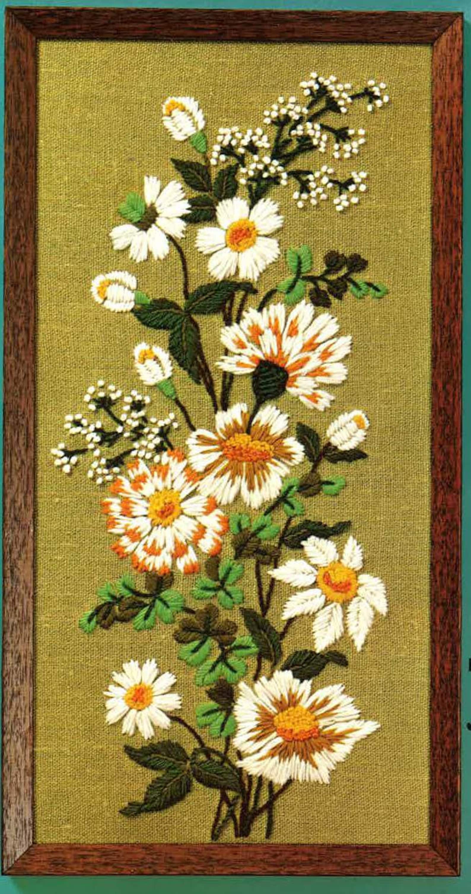 Vintage Crewel Embroidery Patterns / Mushroom Crewel / Floral Crewel ...